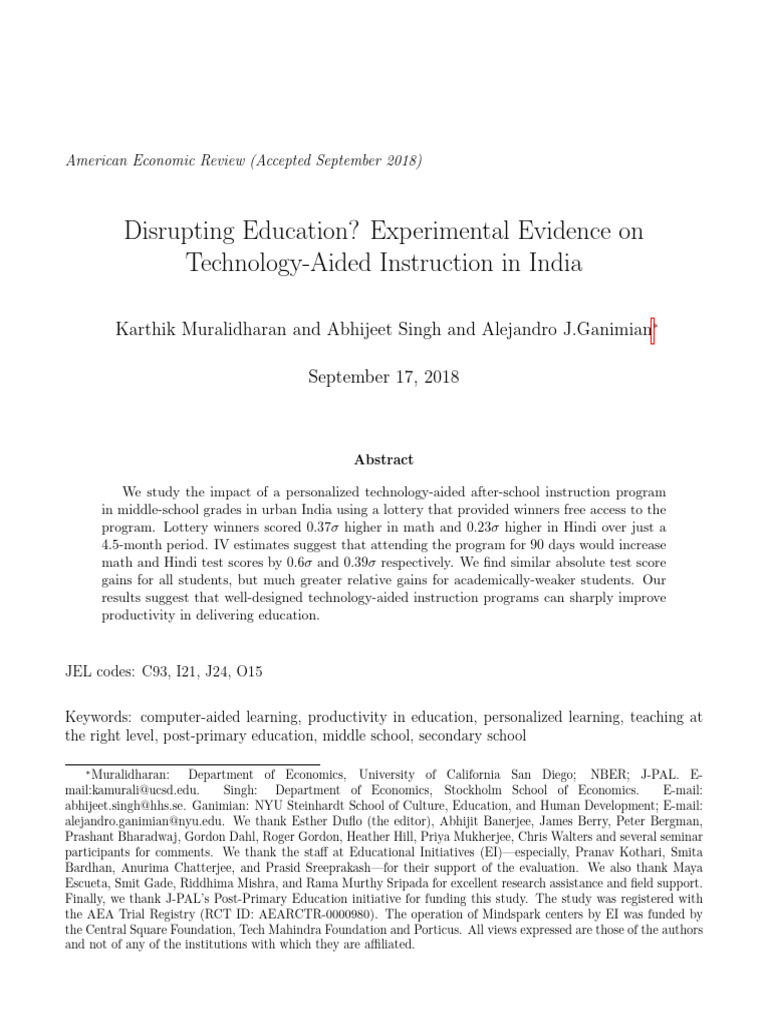 Disrupting Education (Current WP) | PDF | Teachers | Educational Assessment