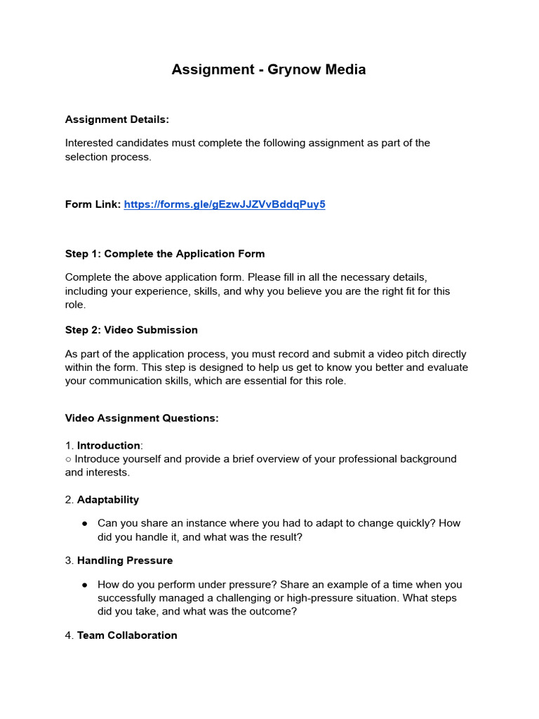 Grynow Media Assignment | PDF