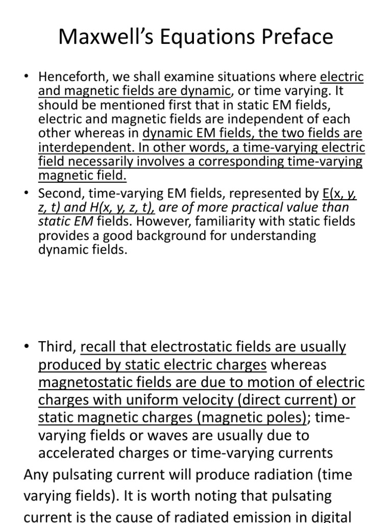 Maxwell's Equations Lecture 1-3 | PDF | Maxwell's Equations | Magnetic ...