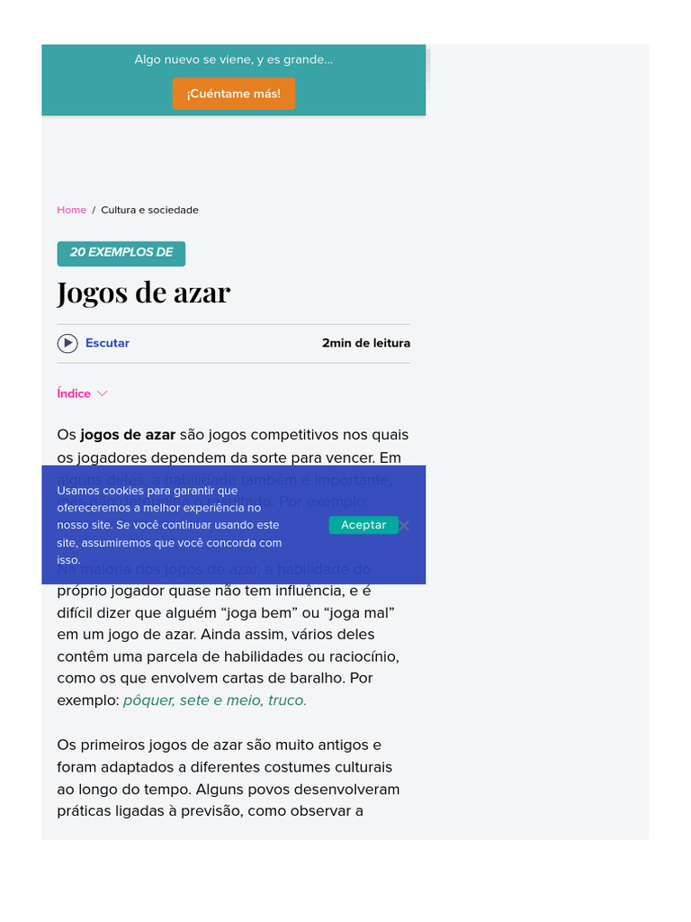 20 Exemplos de Jogos de Azar | PDF