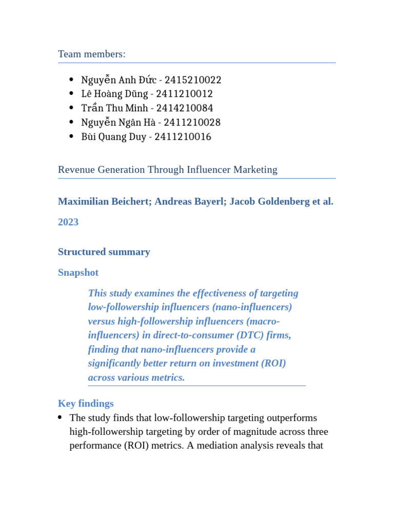 Nano-Influencers Boost DTC Revenue ROI | PDF | Student's T Test