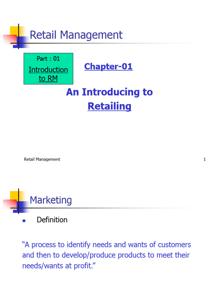 CH-01-An Introduction to Retailing (1) | PDF | Retail | Logistics