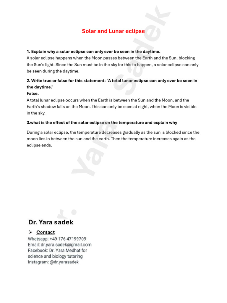 Understanding Solar and Lunar Eclipses | PDF