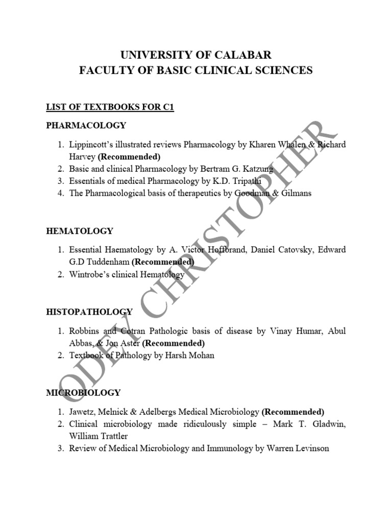 List of Textbooks & Items For c1 (Odey Christopher) | PDF