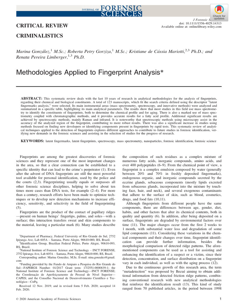 Methodologies Applied To Fingerprint Ana | PDF | Infrared Spectroscopy ...