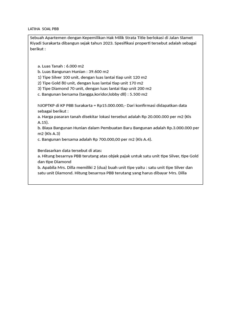 LATIHAN SOAL PBB Dan BPHTB | PDF