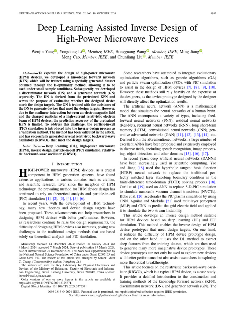 Deep Learning Assisted Inverse Design of High-Power Microwave Devices | PDF | Deep Learning ...