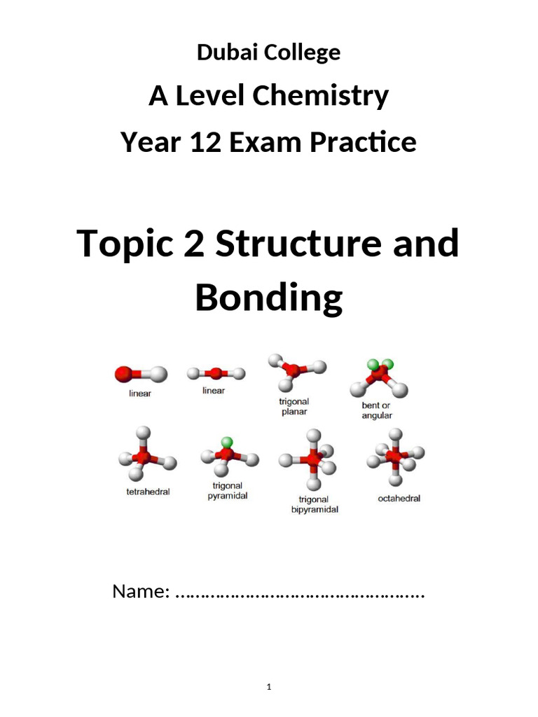 A Level Chemistry: Structure & Bonding Exam | PDF | Chemical Bond ...