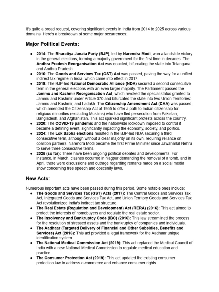 What Are Big Events Happened Like in Politics, New ... | PDF | Narendra ...