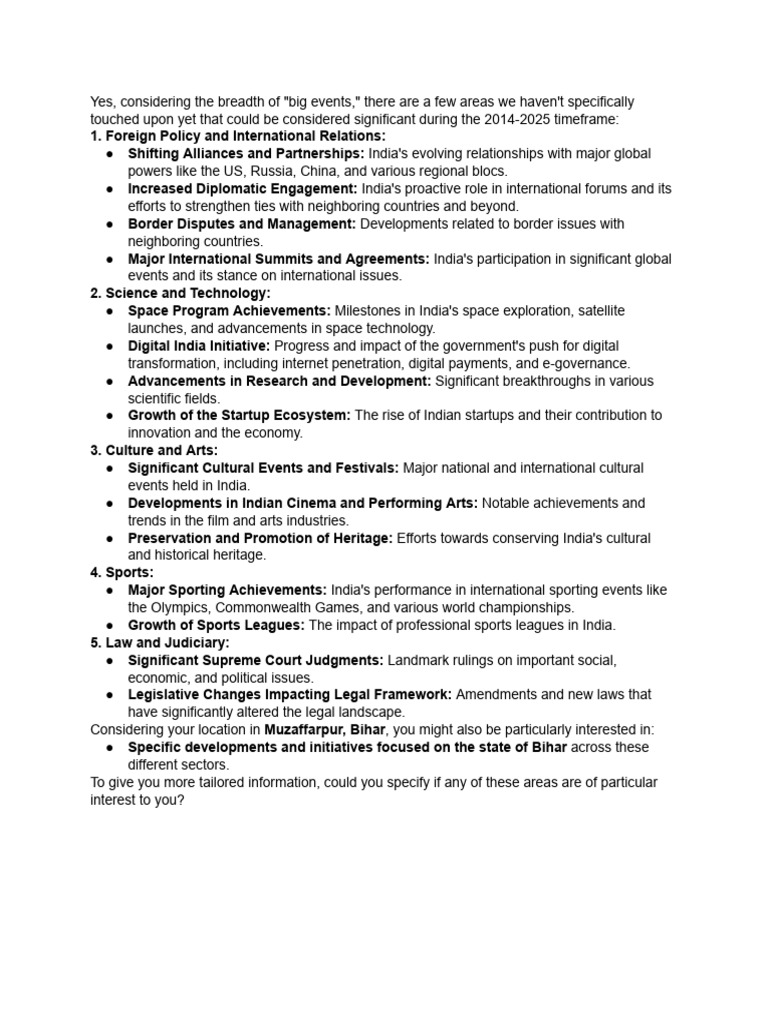 Key Events in India: 2014-2025 Overview | PDF | Global Politics ...