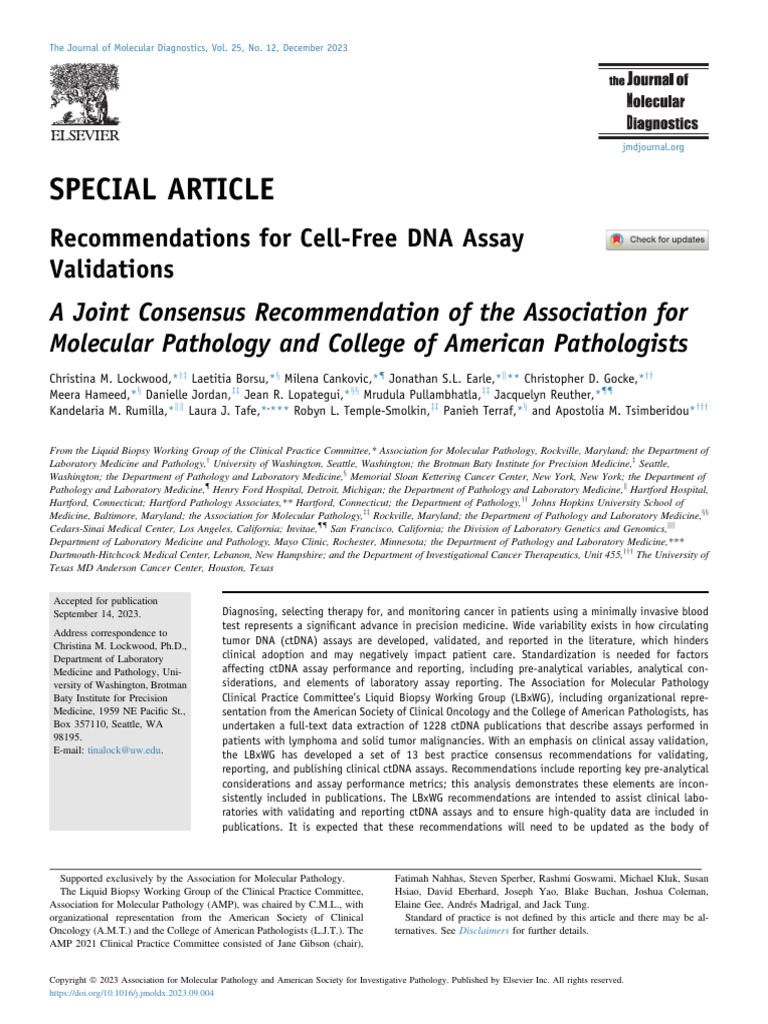 Recommendations For Cell-Free DNA Assay Validations | PDF | Dna ...