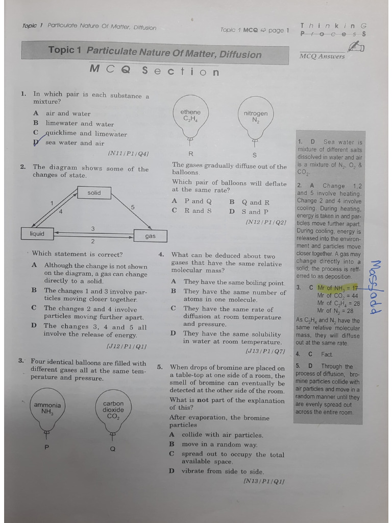 1 particulate nature of matter , diffusion | PDF