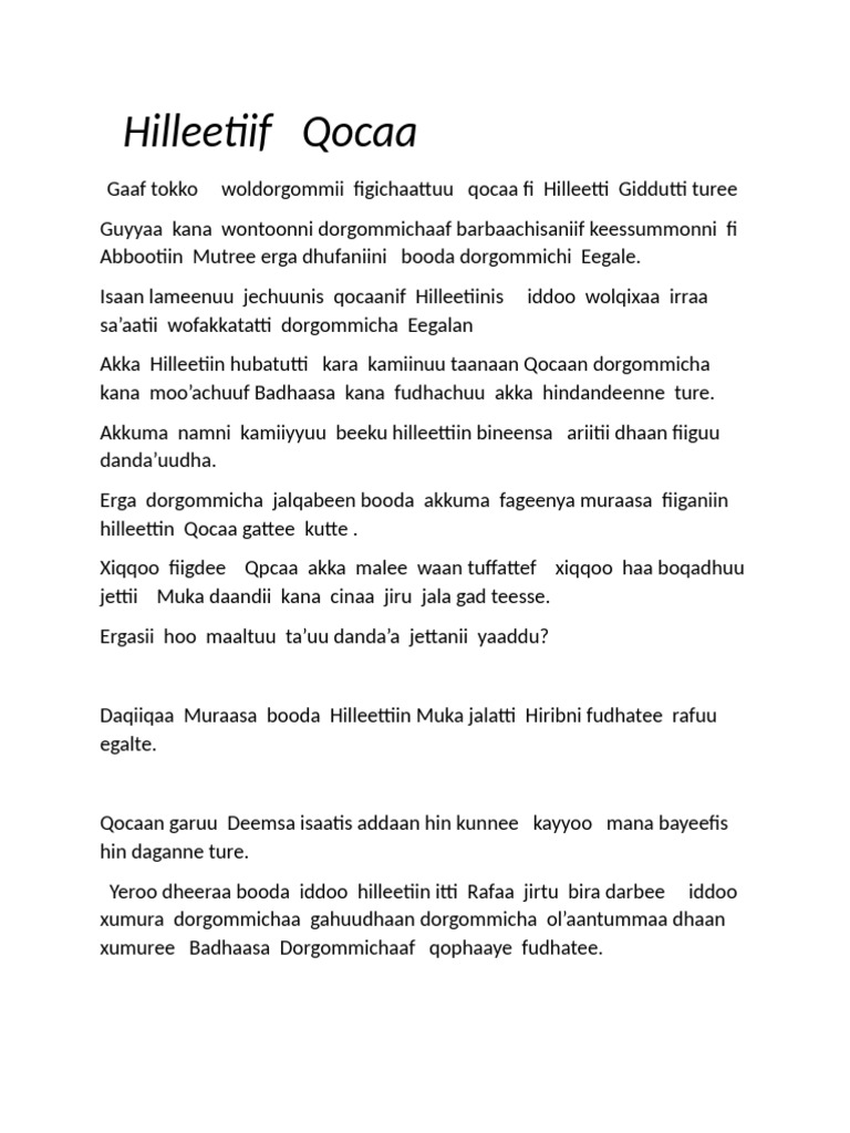 Hilleetiif Qocaa | PDF