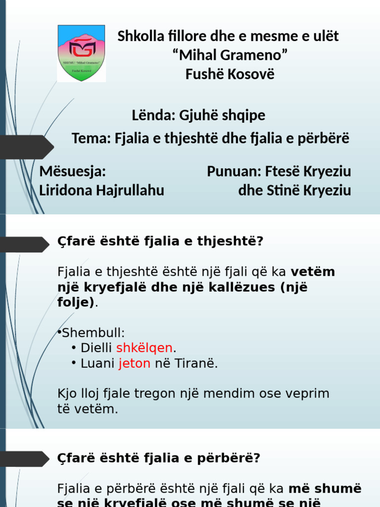 Fjalite e Thjeshta Dhe Te Perbera | PDF