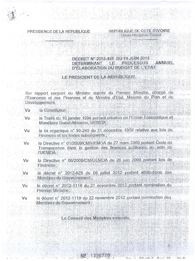 DECRET-2013-461-déterminant Le Processus D'elaboration-Du-Budget de L ...