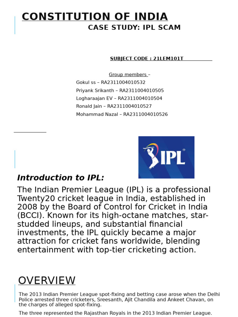 Case Study On Ipl Scam | PDF