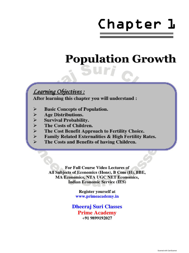 Chapter 1 Popilation Growth | PDF