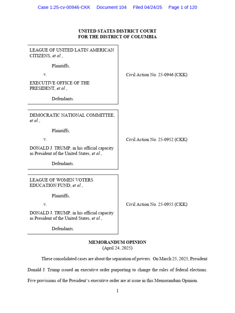 LEAGUE OF UNITED LATIN AMERICAN CITIZENS v. EXECUTIVE OFFICE OF THE ...