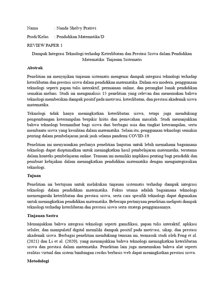 Nanda Shelvy Pratiwi Review Paper 1 | PDF