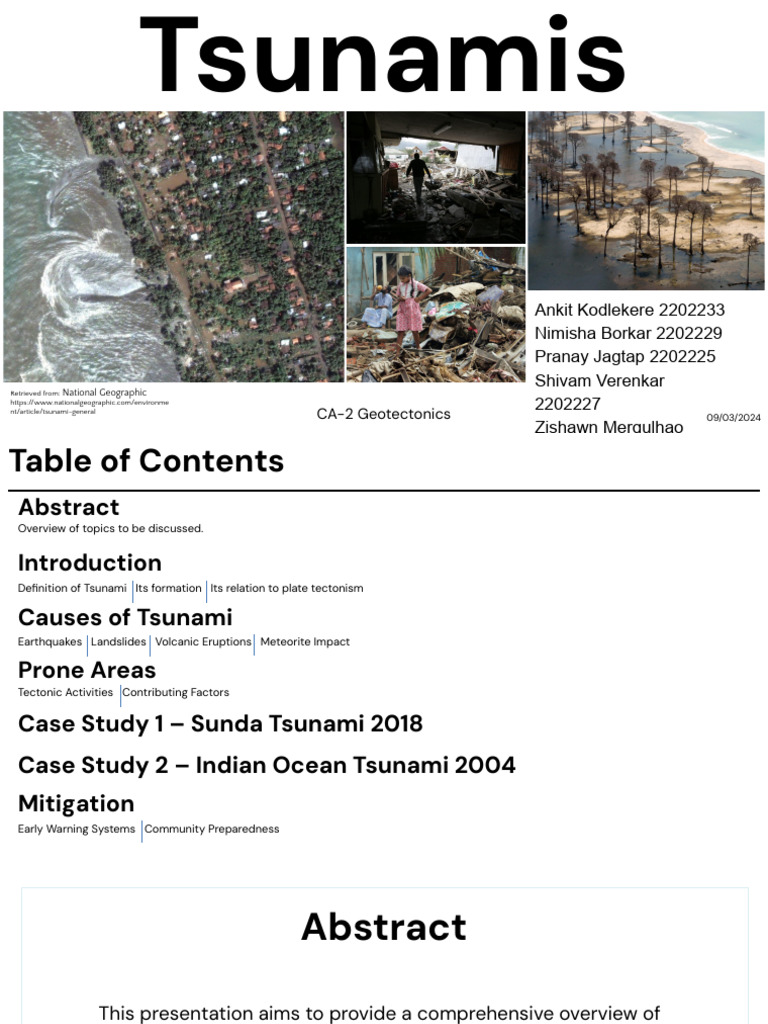 Geotectonics CA2 Group 1 | PDF | Tsunami | Earthquakes