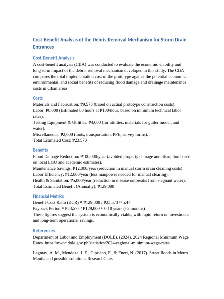 Cost-Benefit Analysis of Debris-Removal System | PDF | Cost–Benefit ...