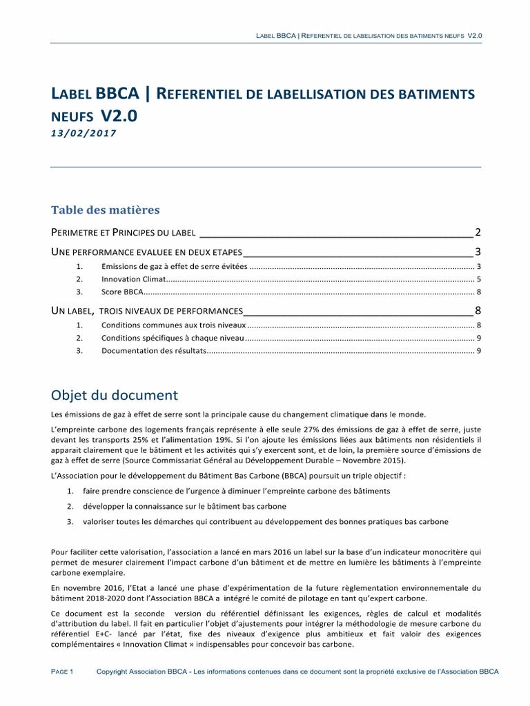 2017 Label BBCA - Référentiel Technique | PDF