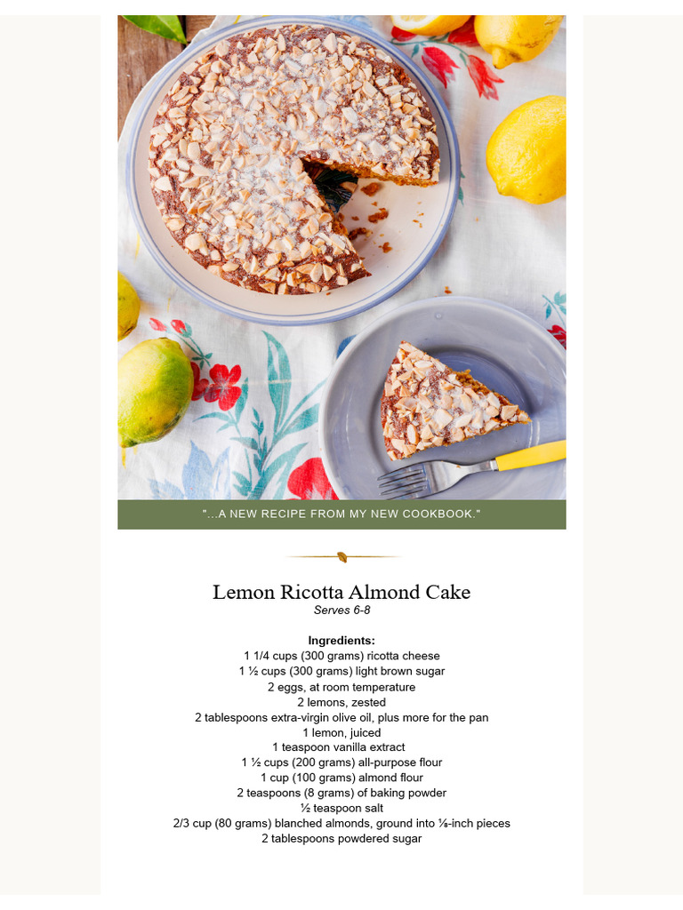 Lemon Ricotta Almond Cake-Pasta Queen | PDF