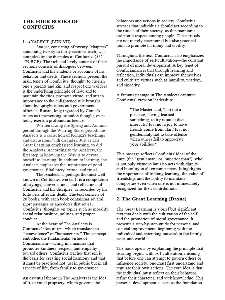 The Four Books of Confucius | PDF | Analects | Confucianism