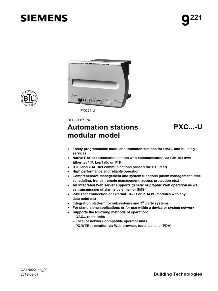 Automation Stations Modular Model PXC... - U | PDF | Computer Network | Electrical Connector