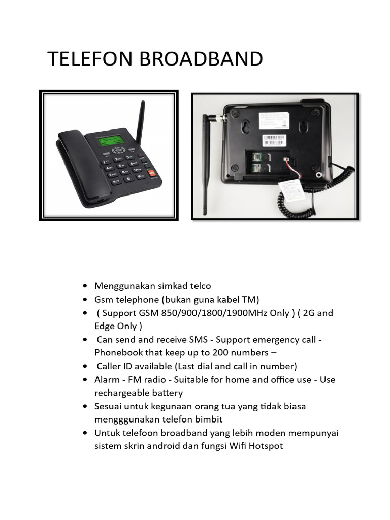 Telefon Broadband GSM untuk Pengguna Tua | PDF