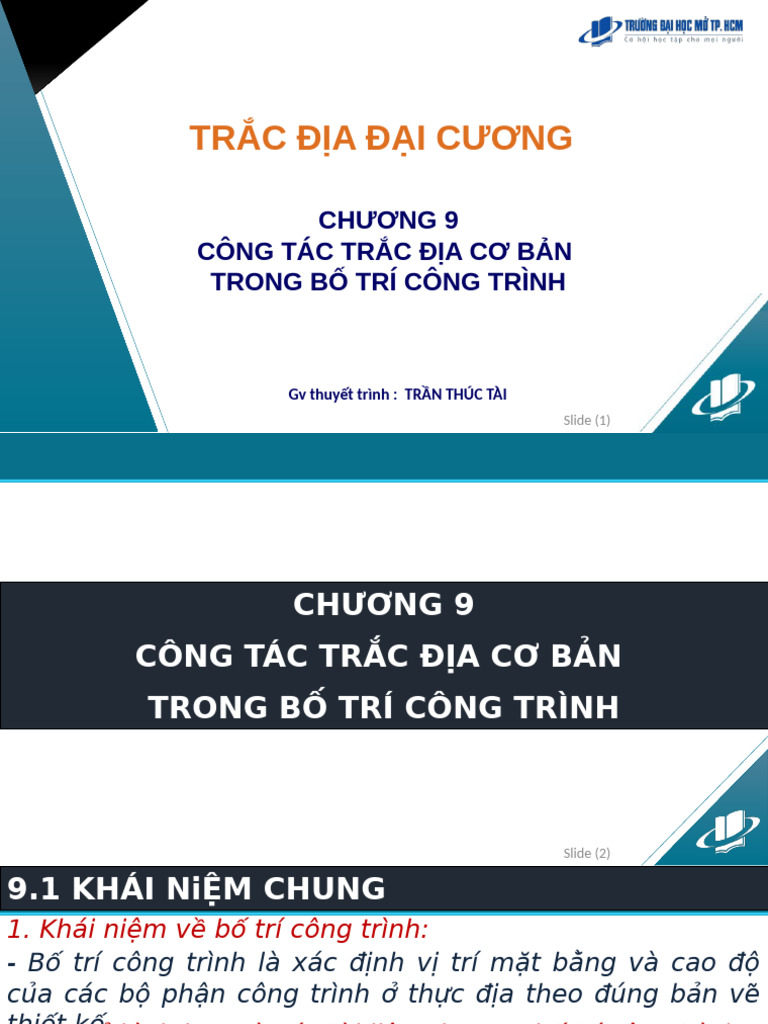 TRAC DIA DAI CUONG - [Chuong 9_Cong Tac Trac Dia Co Ban Trong Bo Tri Cong Trinh] New | PDF