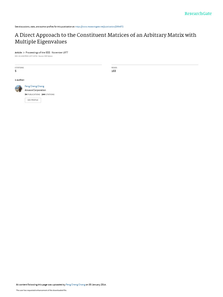 A Direct Approach To The Constituent Matrices of An Arbitrary Matrix With Multiple Eigenvalues ...
