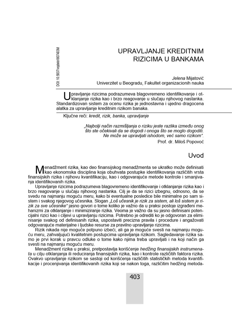 Upravljanje Rizicima U Bankama | PDF