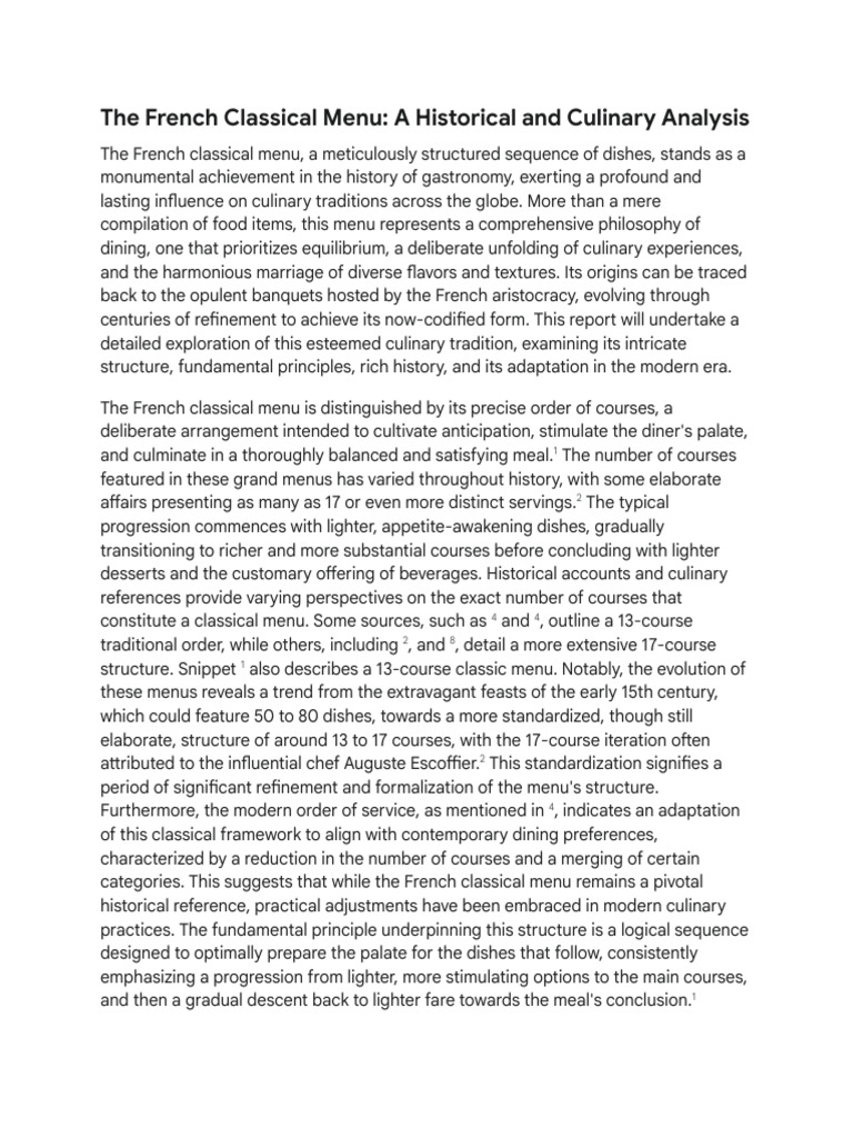 French Classical Menu Research | PDF | French Cuisine | Hors D'oeuvre