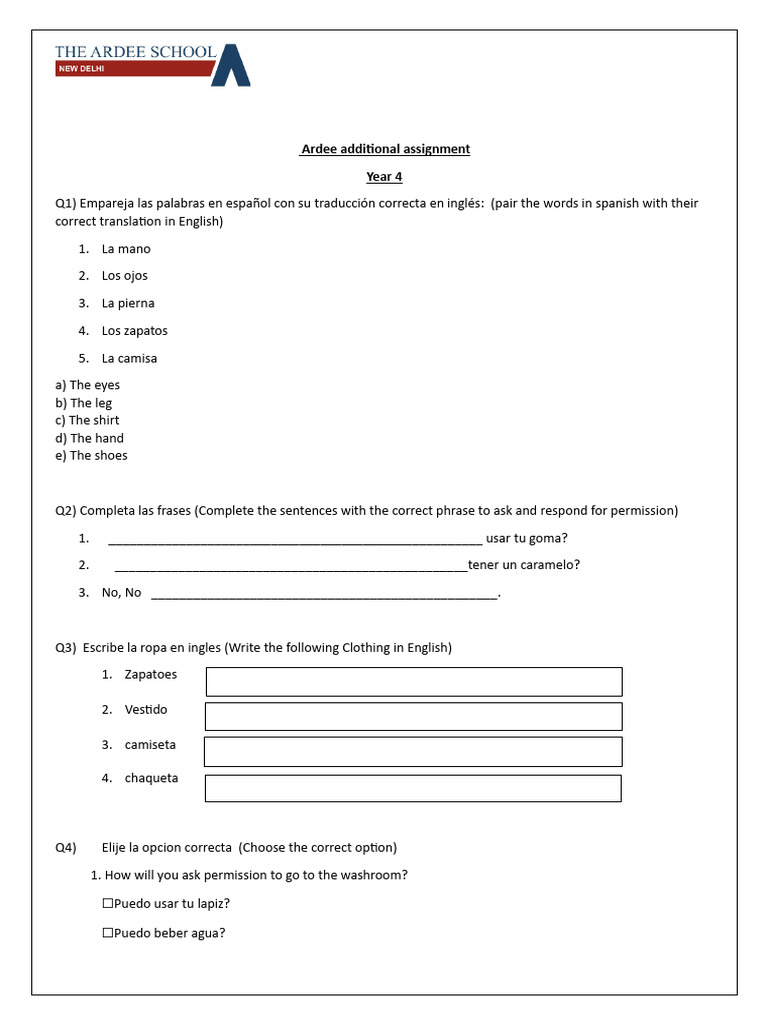 Spanish Additional Assignment 1 | PDF