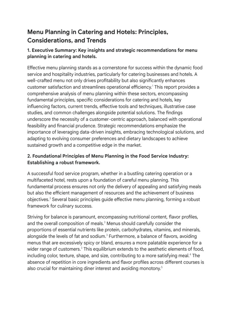 Hotel Menu Planning Strategies | PDF | Menu | Restaurants