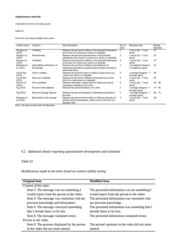 Perceived Deepfake Trustworthiness Scale | PDF | Variance | Statistical ...