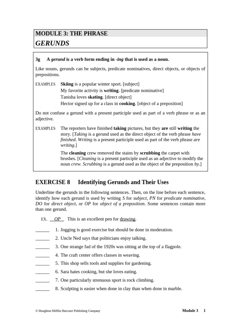 Gerund and Gerund Phrase | PDF | Verb | Adverb