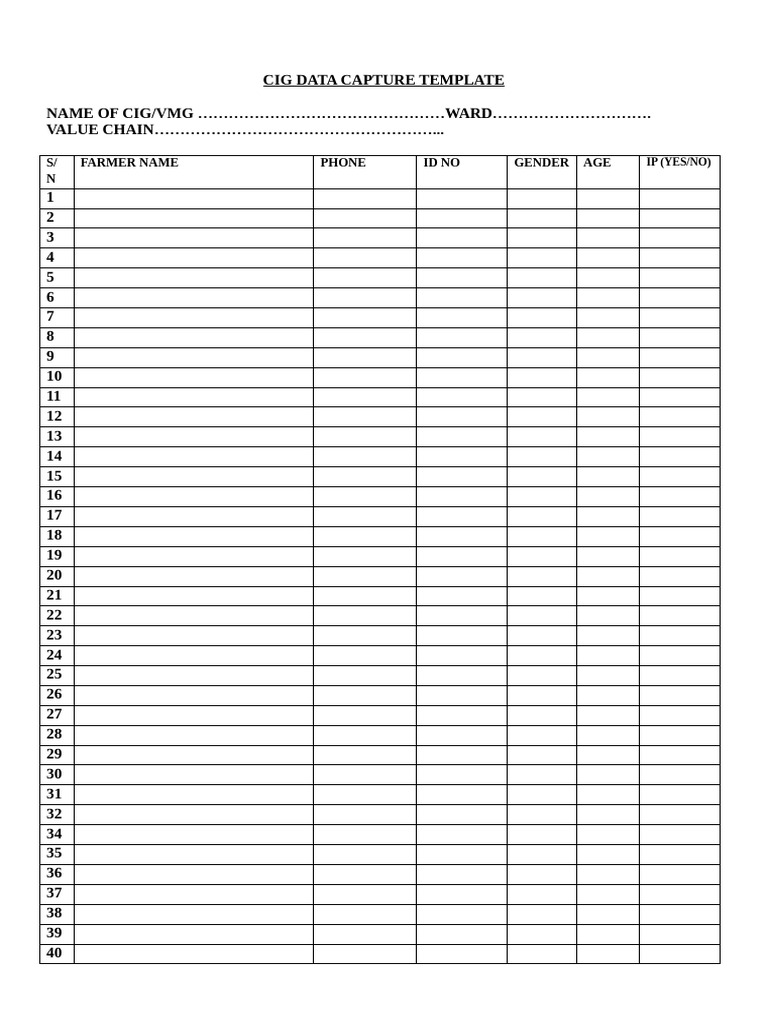 Cig Capture Template(1) | PDF