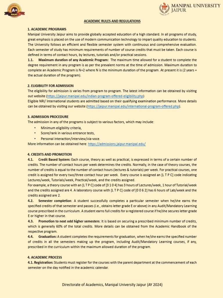 Academic Rules and Regulations - May2024 | PDF | University And College ...