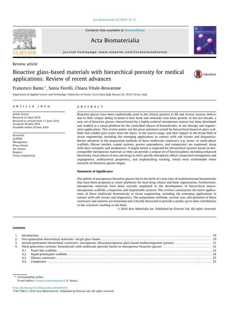 Bioactive Glass-Based Materials With Hierarchical Porosity | PDF ...