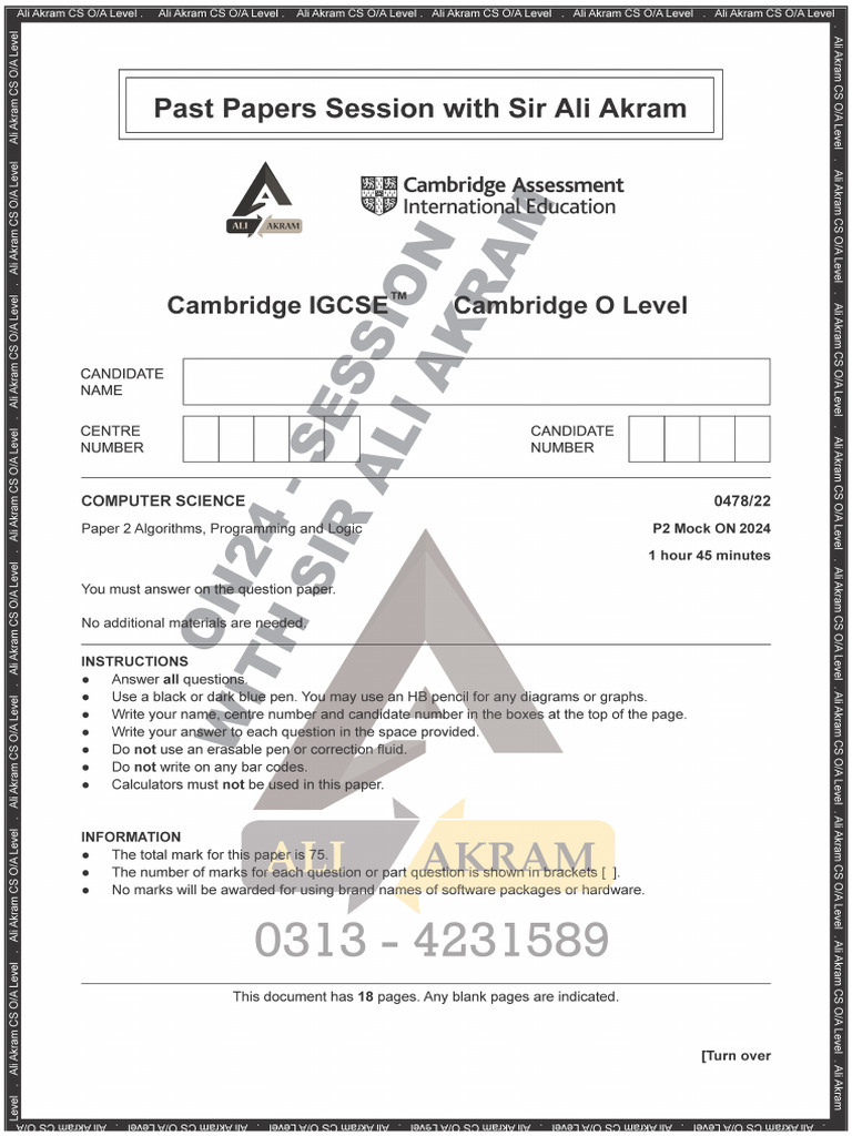 Sir Ali Akram - Mock P2 QP | PDF