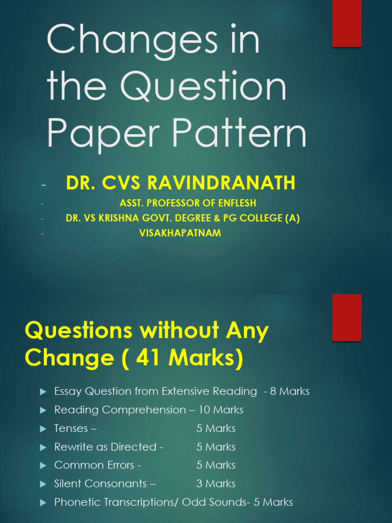 Changes in The Question Paper Pattern | PDF