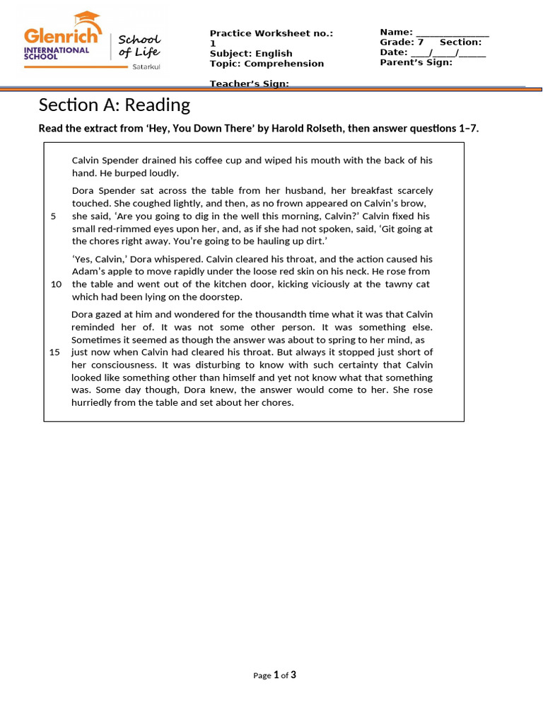 Reading Comprehension 1 (1) | PDF