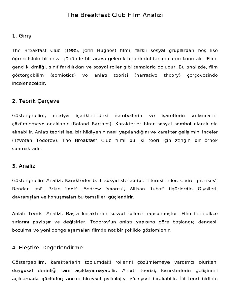 The Breakfast Club Analiz | PDF
