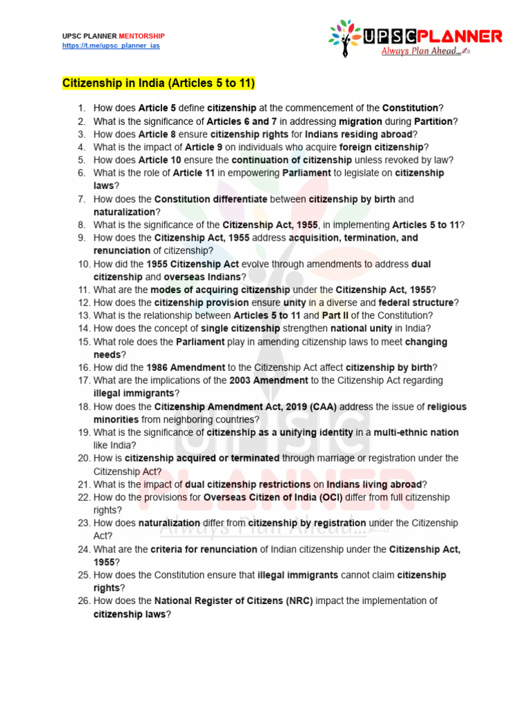 Understanding Indian Citizenship Laws | PDF | Citizenship | Social Policy