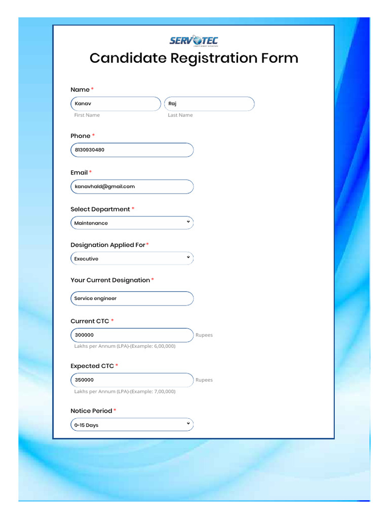 Online Employee Registration Form | PDF