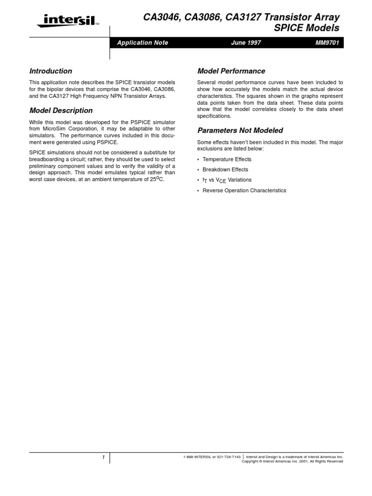 ca3046_mod | Bipolar Junction Transistor | Electronic Design
