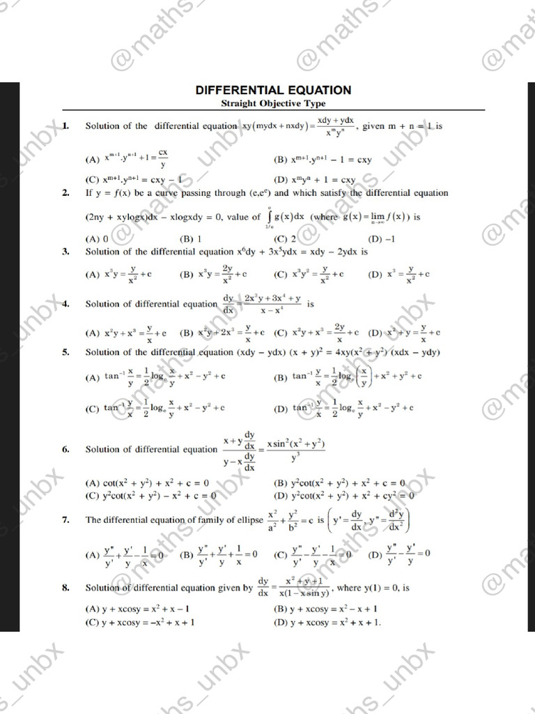 Differential Equation Sheets | PDF | Equations