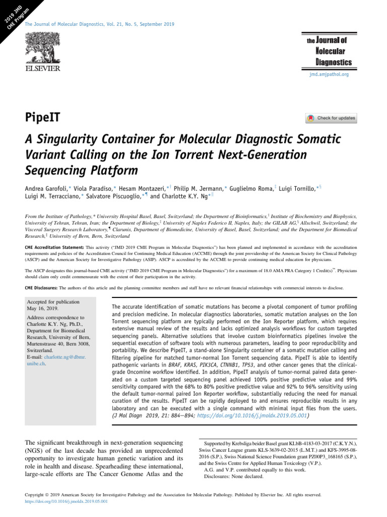 A Singularity Container For Molecular Diagnostic Somatic Variant ...